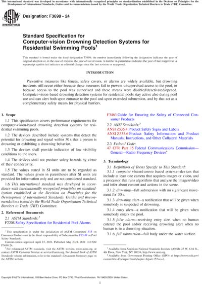 ASTM F3698-24 - Standard Specification for Computer-vision Drowning ...