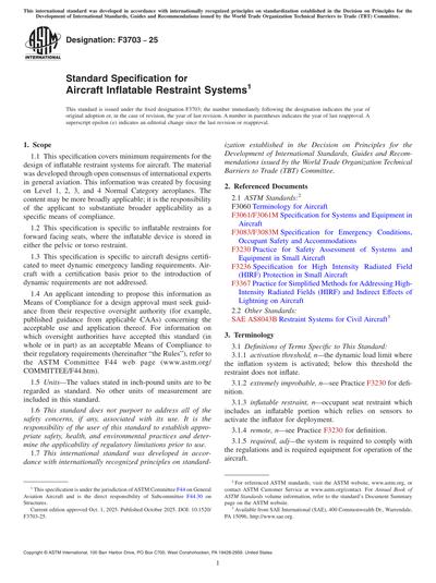 ASTM F3703-25 - Standard Specification for Aircraft Inflatable ...