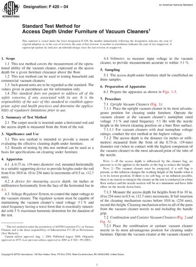ASTM F420-04 - Standard Test Method for Access Depth Under Furniture of ...