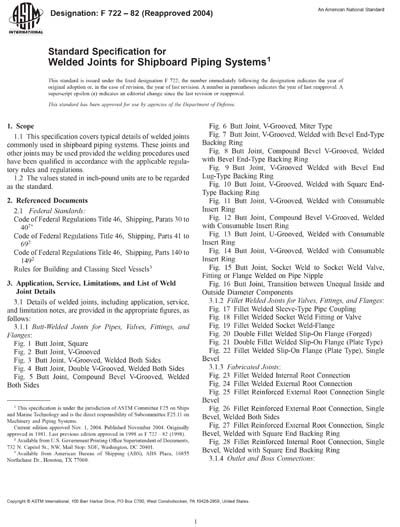 ASTM F722-82(2004) - Standard Specification for Welded Joints for ...