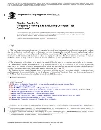 ASTM G1-25 Red - Standard Practice for Preparing, Cleaning, and ...