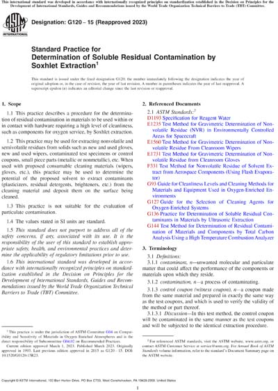 ASTM G120-15(2023) - Standard Practice for Determination of Soluble ...
