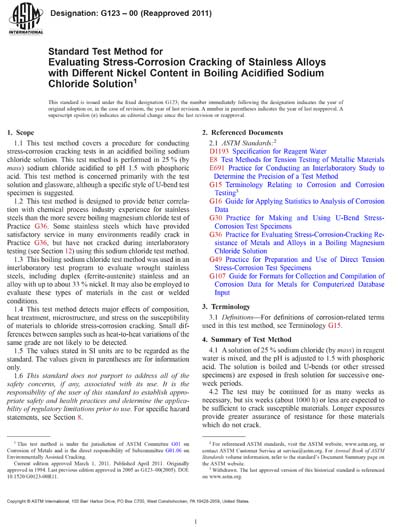 ASTM G123-00(2011) - Standard Test Method for Evaluating Stress ...