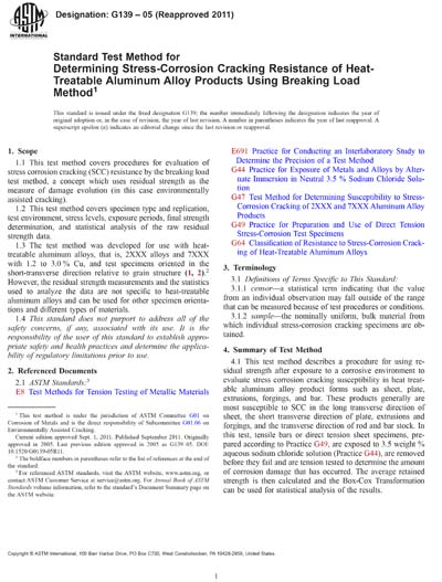 ASTM G139-05(2011) - Standard Test Method for Determining Stress ...