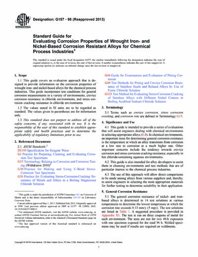 ASTM G157-98(2013) - Standard Guide for Evaluating Corrosion Properties ...