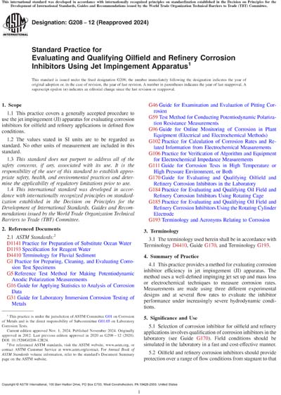 ASTM G208-12(2024) - Standard Practice for Evaluating and Qualifying ...