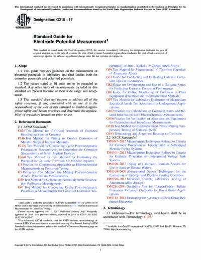 ASTM G215-17 - Standard Guide for Electrode Potential Measurement