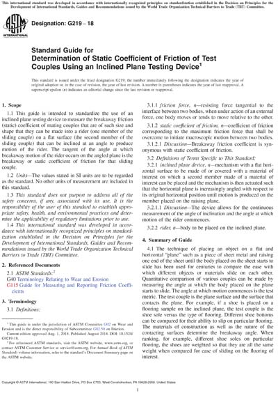 ASTM G219-18 - Standard Guide for Determination of Static Coefficient ...