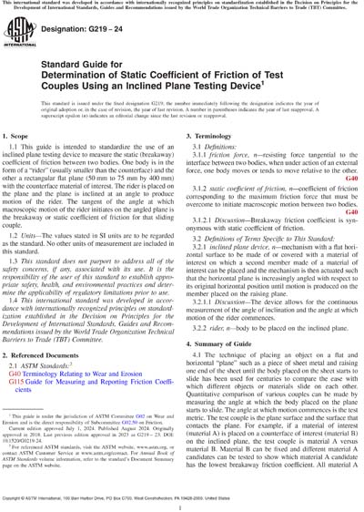 ASTM G219-24 - Standard Guide for Determination of Static Coefficient ...