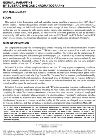 ASTM UOP411-13 - Normal Paraffins by Subtractive GC