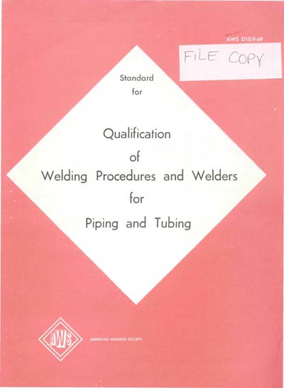 AWS D10.9:1969 - Standard Qualification for Welding Procedures and ...