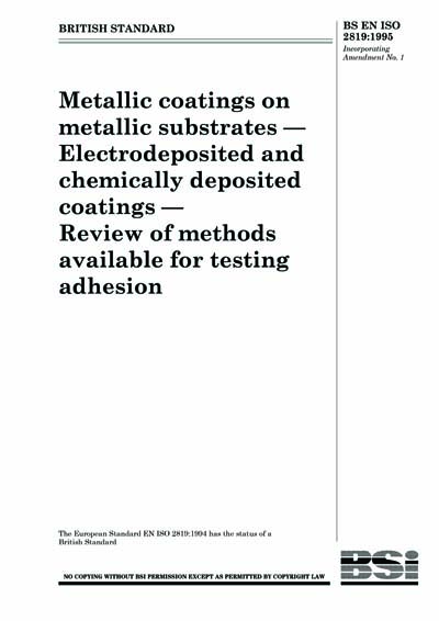 BS EN ISO 2819:1995 - Metallic coatings on metallic substrates ...