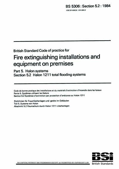 BS 5306-5.2:1984 - Code of practice for fire extinguishing ...