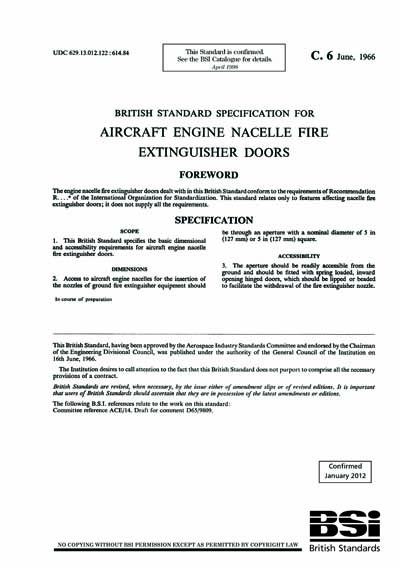 BS C 6:1966 - Specification for aircraft engine nacelle fire ...