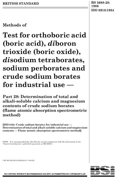 BS 5688-28:1986 - Methods of test for orthoboric acid (boric acid ...
