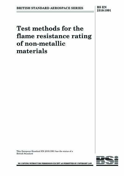 BS EN 2310:1991 - Test methods for the flame resistance rating of non ...
