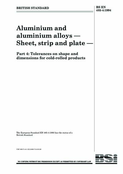 BS EN 485-4:1994 - Aluminium and aluminium alloys. Sheet, strip and ...