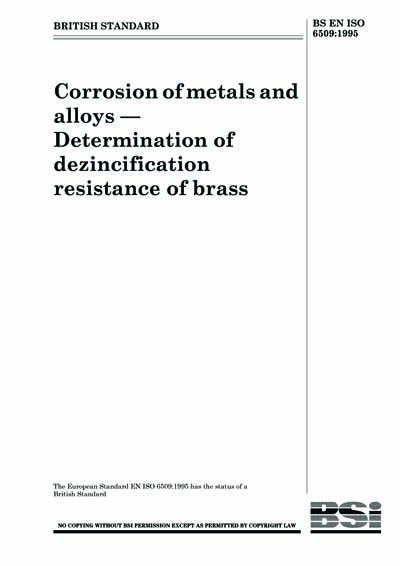 BS EN ISO 6509:1995 - Corrosion of metals and alloys. Determination of ...