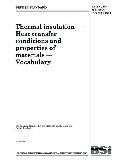 BS EN ISO 9251:1996 - Thermal insulation. Heat transfer. Conditions and ...