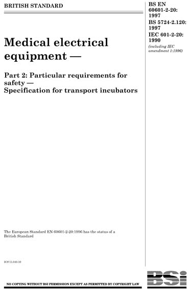 BS EN 60601-2-20:1997 - Medical electrical equipment. Particular ...