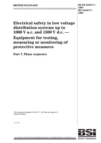 BS EN 61557-7:1997 - Electrical safety in low voltage distribution ...