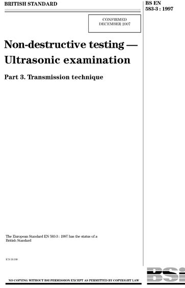 BS EN 583-3:1997 - Non-destructive testing. Ultrasonic examination ...