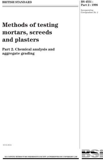 BS 4551-2:1998 - Methods of testing mortars, screeds and plasters ...