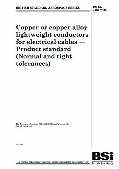 BS EN 4434:2005 - Aerospace series. Copper or copper alloy lightweight ...