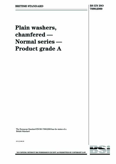 BS EN ISO 7090:2000 - Plain washers, chamfered. Normal series. Product ...