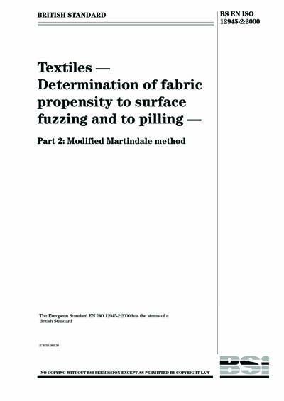BS EN ISO 12945-2:2000 - Textiles. Determination of fabric propensity ...