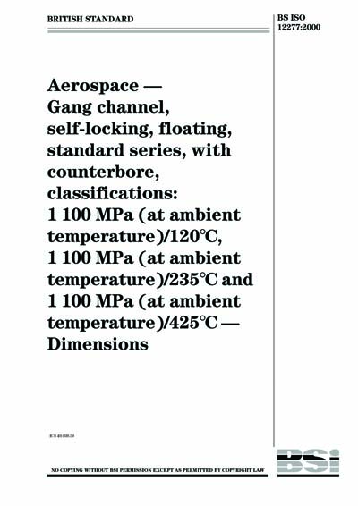 BS ISO 12277:2000 - Aerospace. Gang channel, self-locking, floating ...