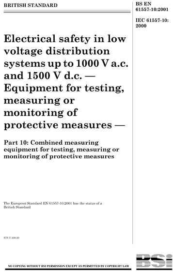 BS EN 61557-10:2001 - Electrical safety in low voltage distribution ...
