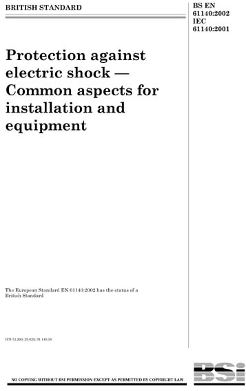 BS EN 61140:2002 - Protection against electric shock. Common aspects ...