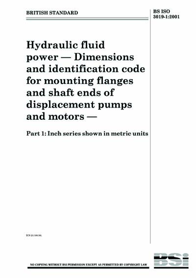 BS ISO 3019-1:2001 - Hydraulic fluid power. Dimensions and ...