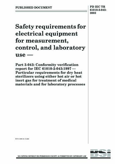 PD IEC TR 61010-3-043:2002 - Safety requirements for electrical ...