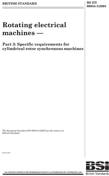 BS EN 60034-3:2005 - Rotating electrical machines. Specific ...