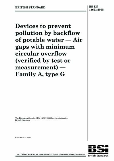 BS EN 14623:2005 - Devices to prevent pollution by backflow of potable ...