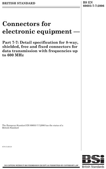 BS EN 60603-7-7:2006 - Connectors for electronic equipment. Detail ...