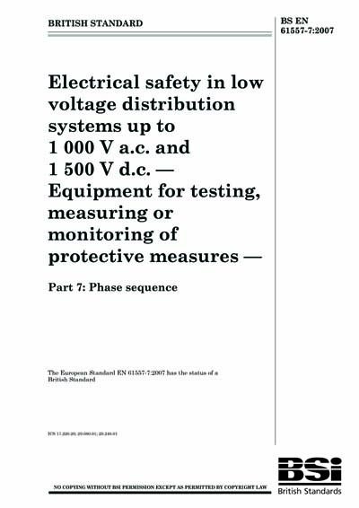 BS EN 61557-7:2007 - Electrical safety in low voltage distribution ...