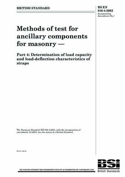 BS EN 846-4:2002 - Methods of test for ancillary components for masonry ...