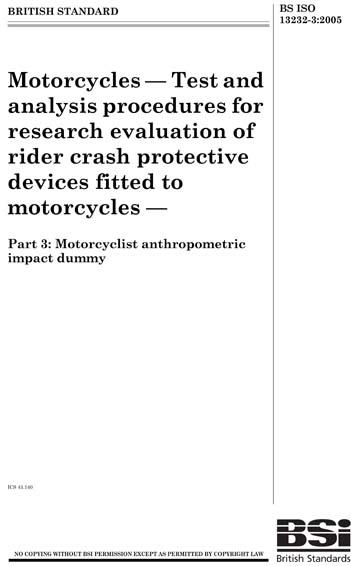 BS ISO 13232-3:2005 - Motorcycles. Test and analysis procedures for ...