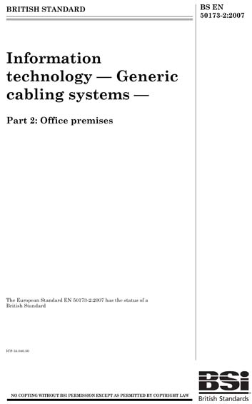 BS EN 50173-2:2007 - Information technology. Generic cabling systems ...