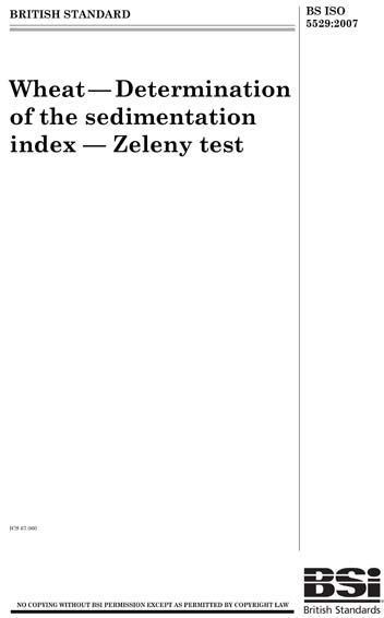 BS ISO 5529:2007 - Wheat. Determination of the sedimentation index ...