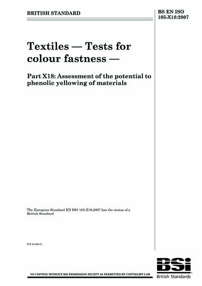 BS EN ISO 105-X18:2007 - Textiles. Tests for colour fastness ...