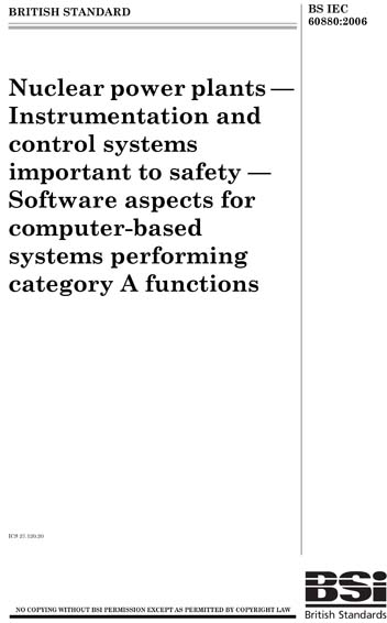 BS IEC 60880:2006 - Nuclear power plants. Instrumentation and control ...