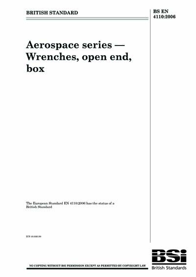 BS EN 4110:2006 - Aerospace series. Wrenches, open end, box (British ...