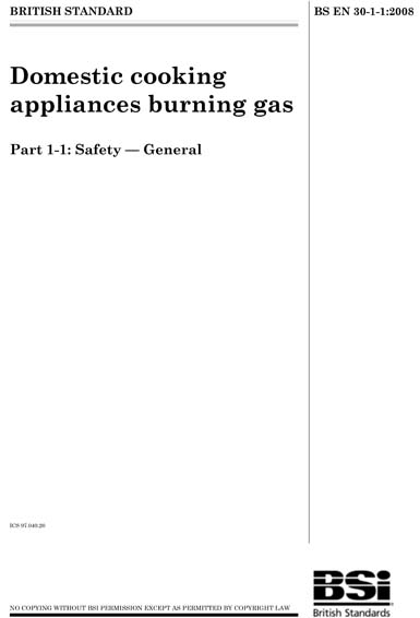 BS EN 30-1-1:2008 - Domestic cooking appliances burning gas. Safety ...
