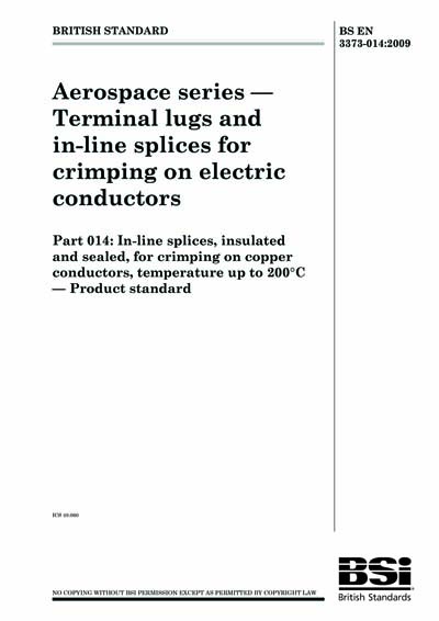 BS EN 3373-014:2009 - Aerospace series. Terminal lugs and in-line ...