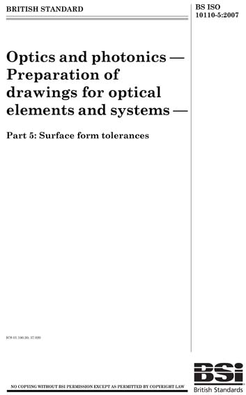 BS ISO 10110-5:2007 - Optics and photonics. Preparation of drawings for ...