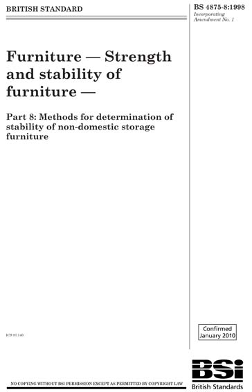 BS 4875-8:1998 - Furniture. Strength and stability of furniture ...